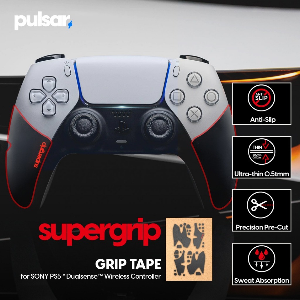 PULSAR Supergrip Grip Tape for Sony PS5 DualSense Wireless Controller ...