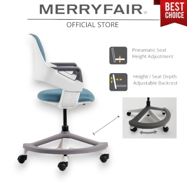 MERRYFAIR Rookee Adjustable Office/Study Chair - Teal Blue / Honey | Shopee Malaysia