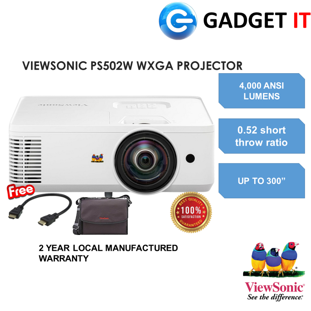 VIEWSONIC PS502X / PS502W 4000 ANSI LUMENS SHORT THROW PROJECTOR BUILT ...