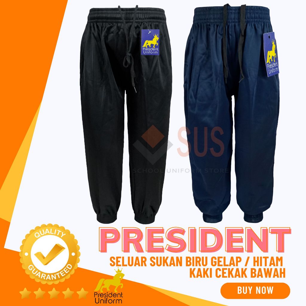 Seluar Sukan HITAM / BIRU GELAP Cekak Bawah (Kain Tebal) Biru HITAM ...