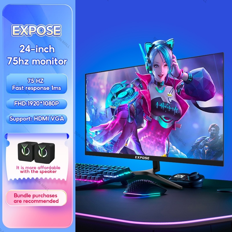 EXPOSE Monitor PC Monitor 24 Inch Curved Monitor Gaming 75HZ 100HZ PS4 ...