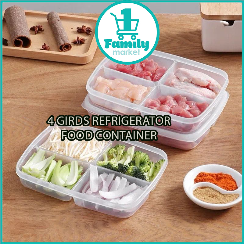 1pc 4-grid Frozen Meat Preservation Storage Box Food Keep Fresh ...