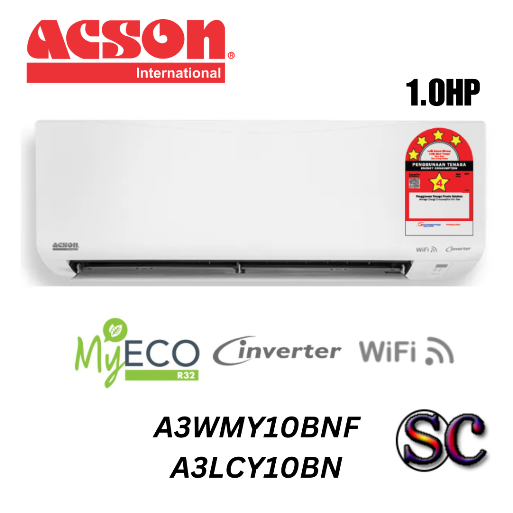 ACSON 1.0HP R32 Inverter Air-Conditioner A3WMY10BNF/A3LCY10BN (INVERTER ...