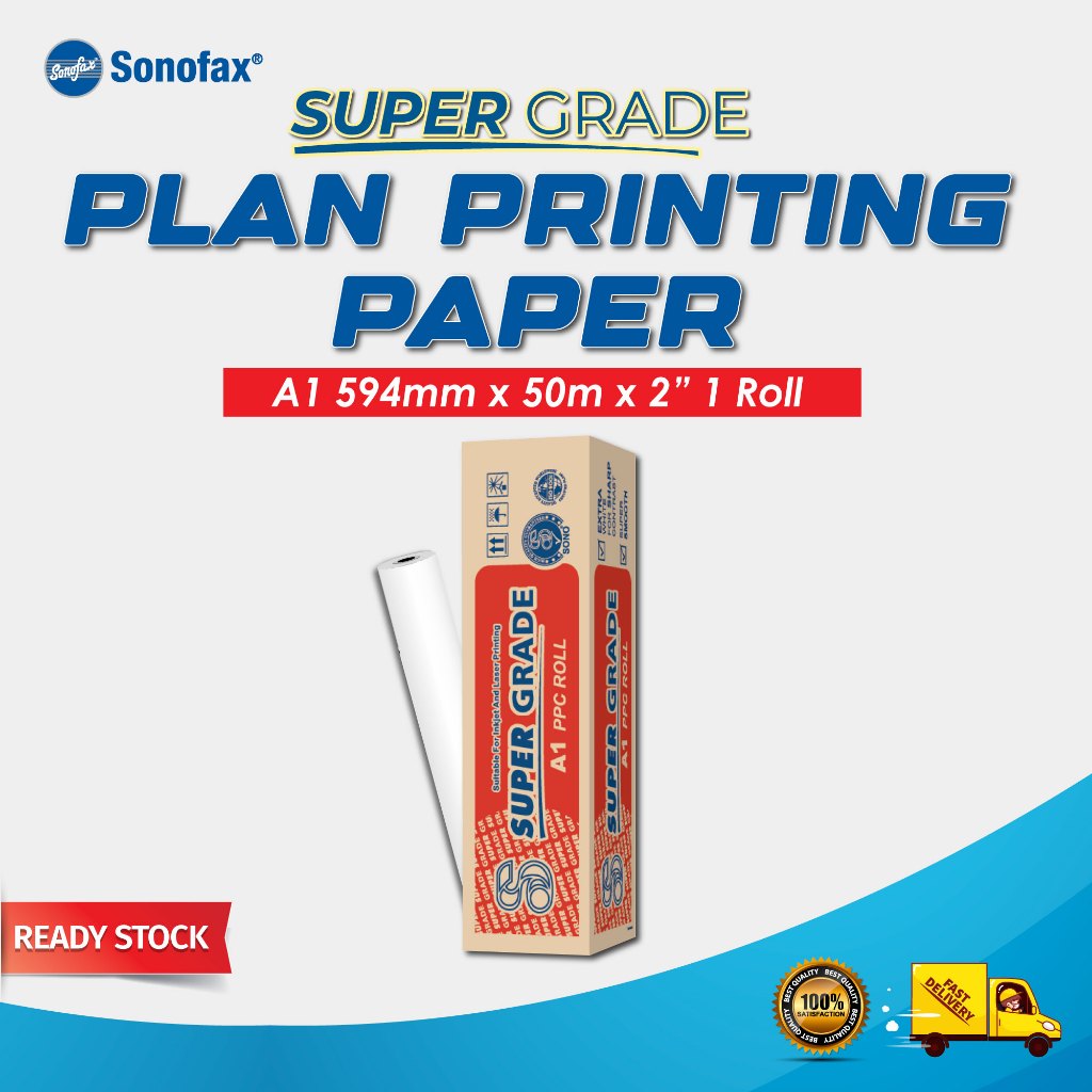 SONO-ROLL SUPER GRADE A1 Paper Roll/Plotter/Plan Paper (594mm x 50m x 2" x 1 Roll) | Shopee Malaysia