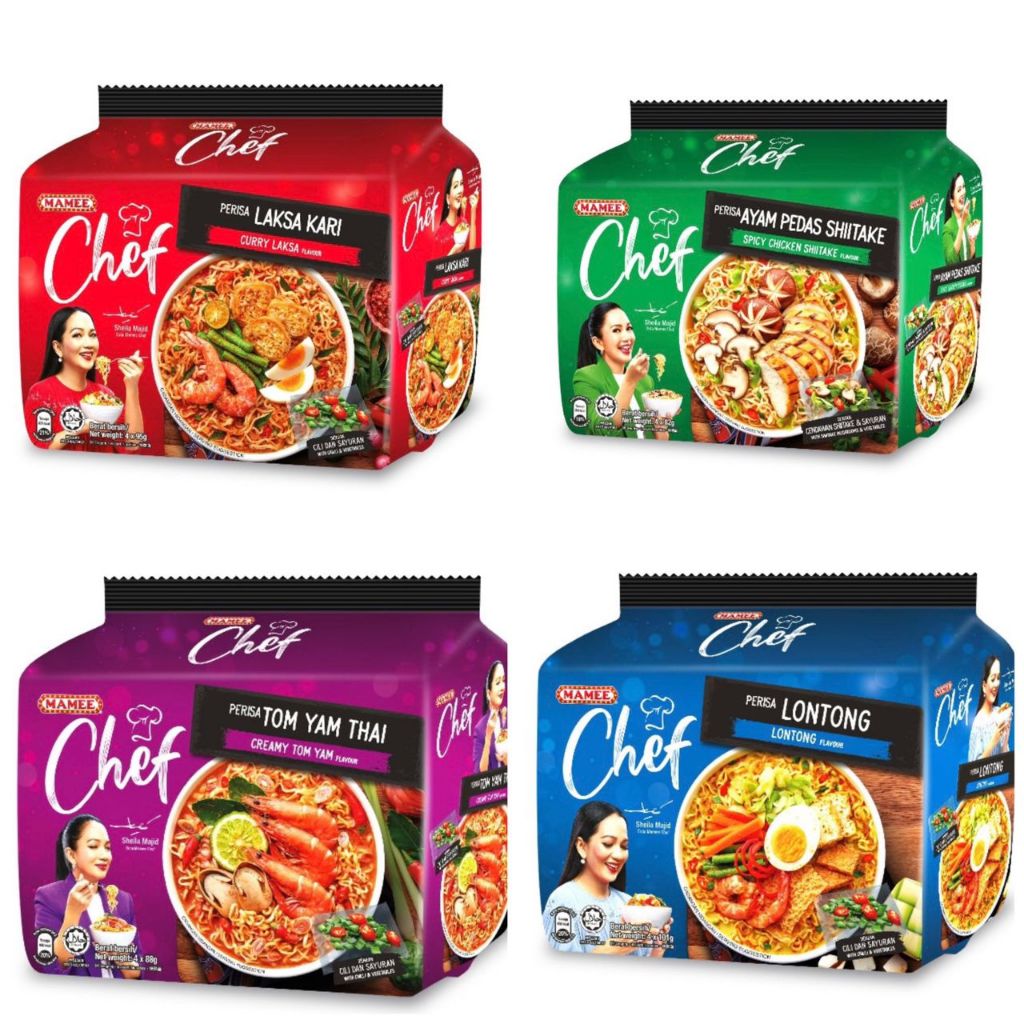 MAMEE CHEF Packs Noodles 4PCS- SPICY CHIC, LAKSA CURRY ,LONTONG ,CREAMY ...