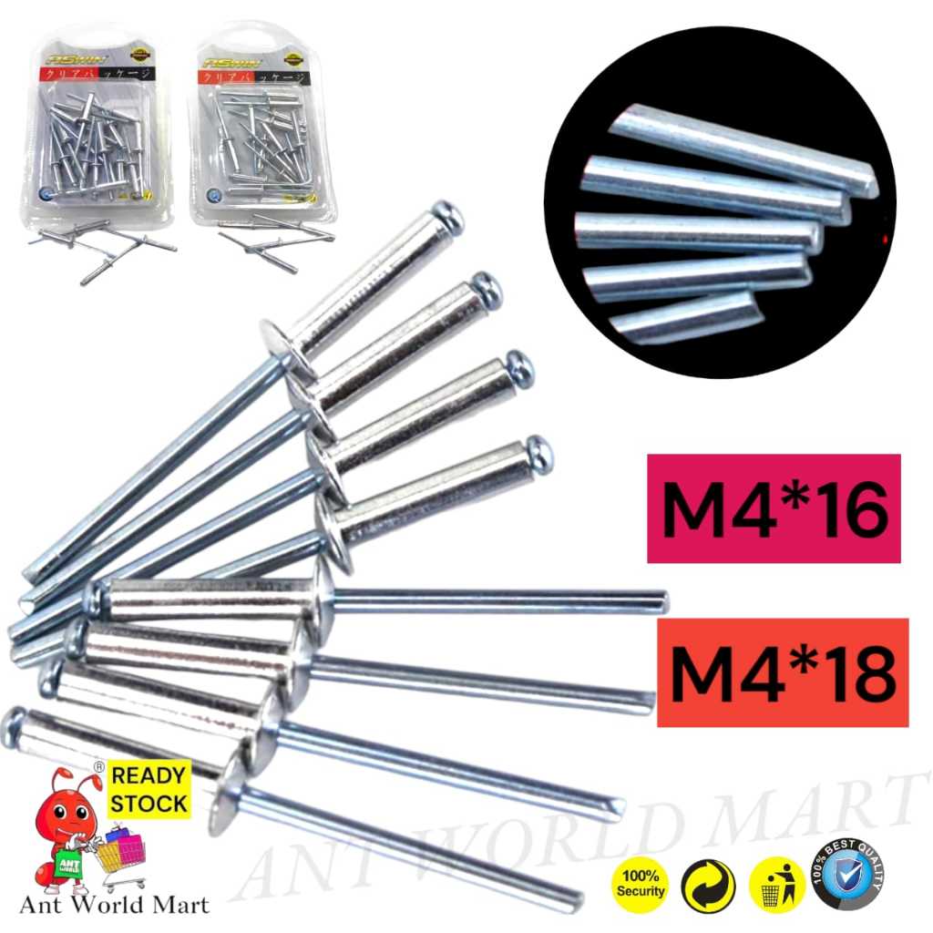 ANT WORLD MART@M4*16/M4*18/Aluminium Blind Rivets [Silver] / Mata Ribet ...
