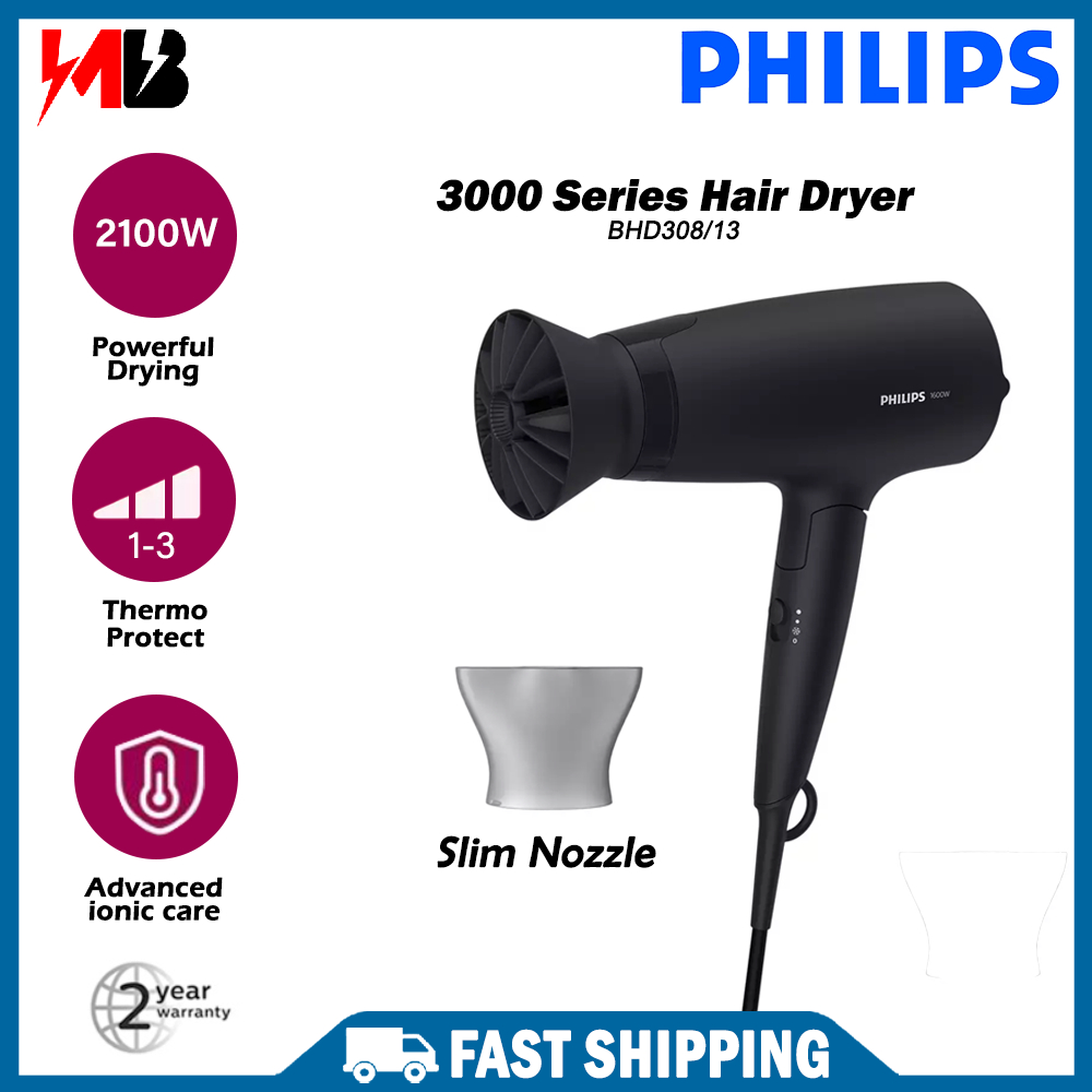 Philips 1600W Hair Dryer With Thermo Protect BHD308 | BHD308/13 Foldable Hair Dryer (Successor ...