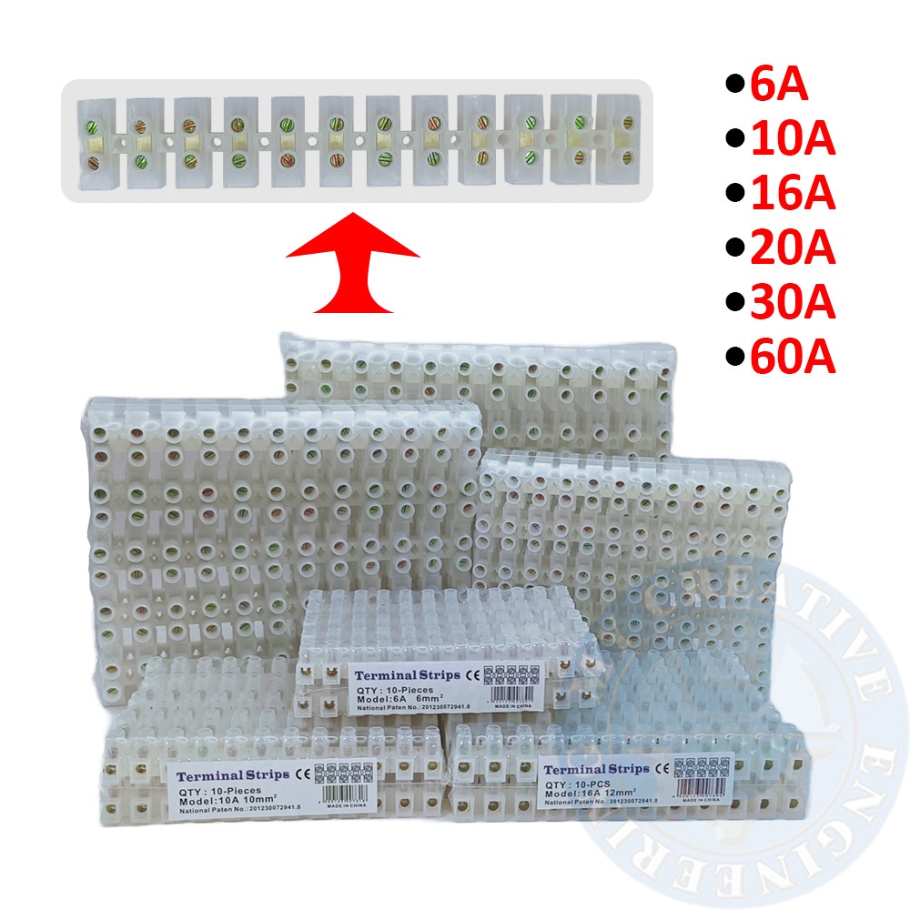 Terminal Block Wire Connector Strips Electrical 6A 10A 16A 20A 30A 60A ...