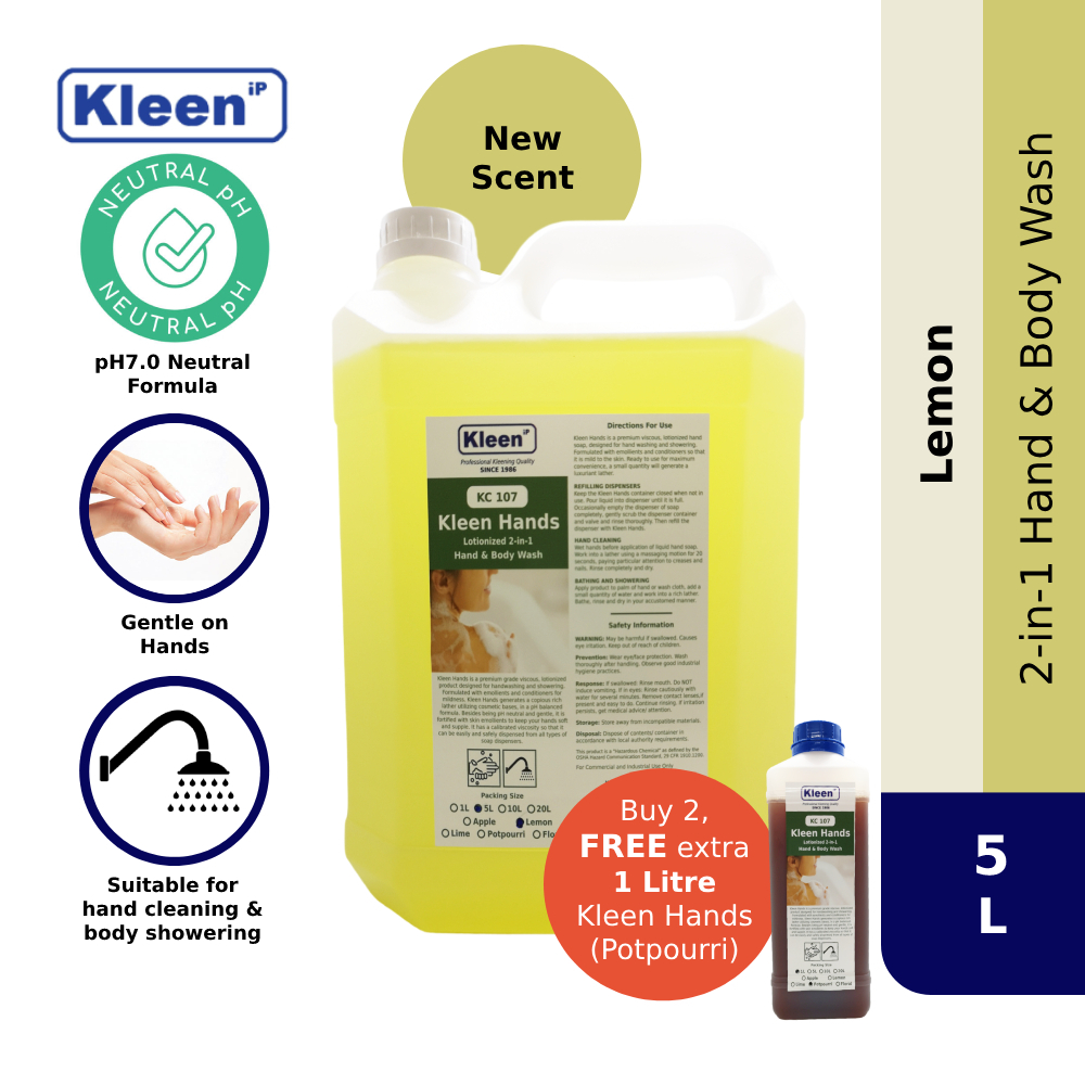 Kleen Hands Lotionized 2-in-1 Hand & Body Wash (KC 107) 5L/ 5000ML pH7 ...