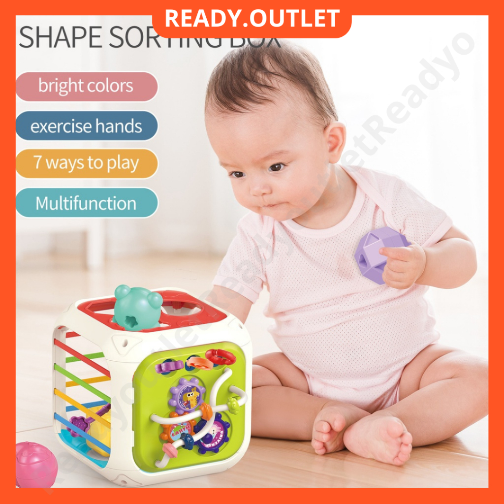 7 in 1 Baby Shape Cube Toy Montessori Sensory Sorting Toys Motor Skills ...