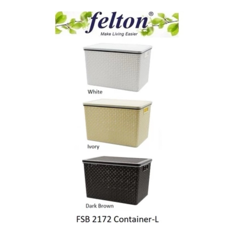 FELTON Bamboo Weave Plastic Container with Lid / Storage Box with Cover ...
