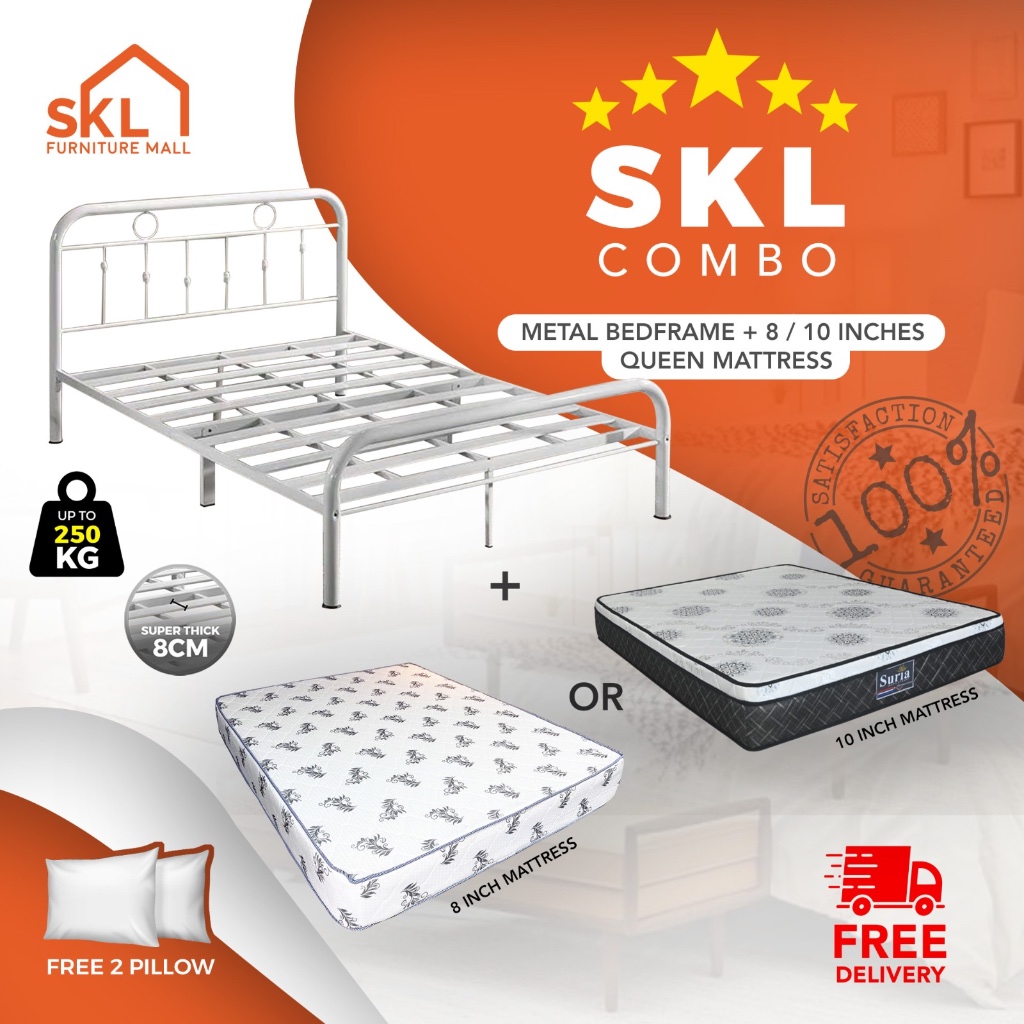 🔥FULL SET🔥 SUPER HEAVY DUTY METAL BED FRAME /Katil Besi Queen/ Mattress ...