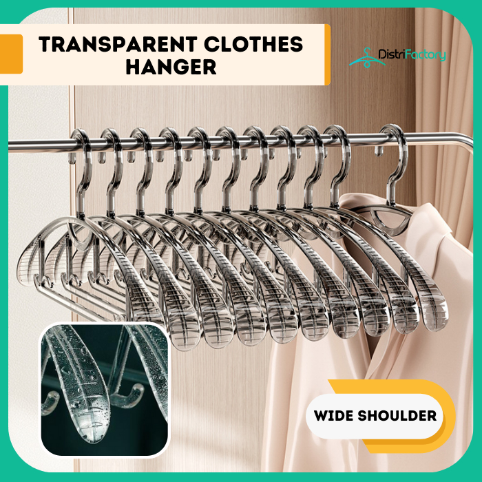 Wide shoulder Transparent Clothes Hanger Traceless Household Clothes ...
