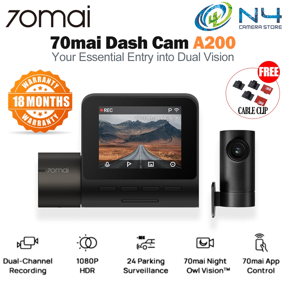 70mai Dash Cam A200 Dual-channel Record 1080P HDR 2'' IPS Screen 24H ...