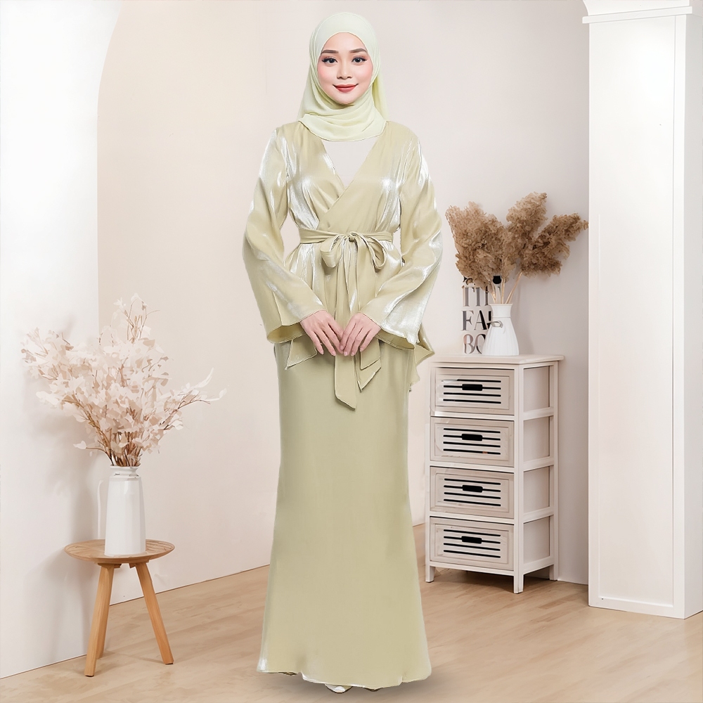 DAMIA KURUNG Shantung Silk Baju Kurung Moden Muslimah plain Kebaya kedah fashion premium satin ...