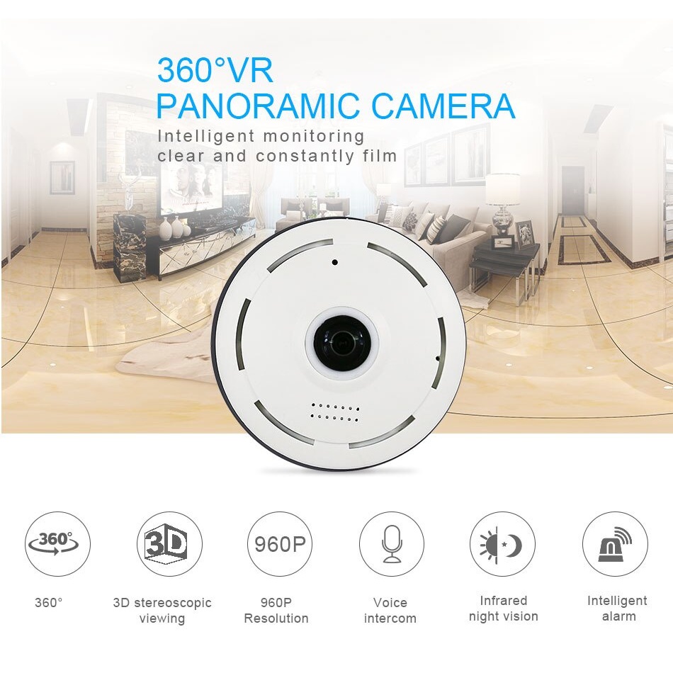 V380 Wifi Panorama Camera 1080P Security Camera 360 Degree Panoramic ...