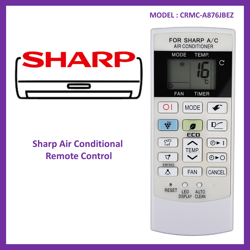 Sharp Air Conditional Remote Control CRMC-A876JBEZ Sharp Aircond Air ...