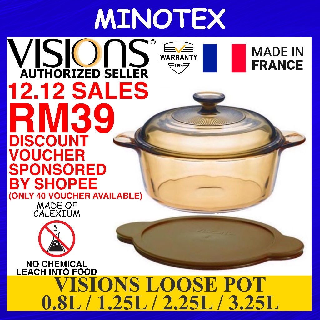 Visions Loose Set 0.8L/1.25L/2.25L/3.25L Casserole Versa Pot Casserole ...