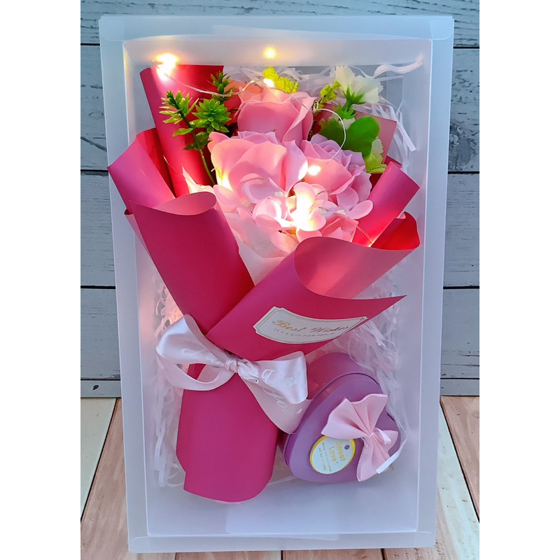 Set Hadiah Mini Sejambak Bunga Sabun | Gift Box | Free Card / Mini soap ...