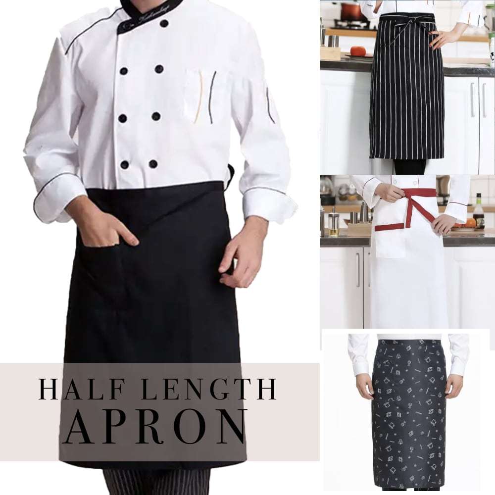 Half-length Kitchen Apron with Pocket | Apron Catering Chef Waiter ...