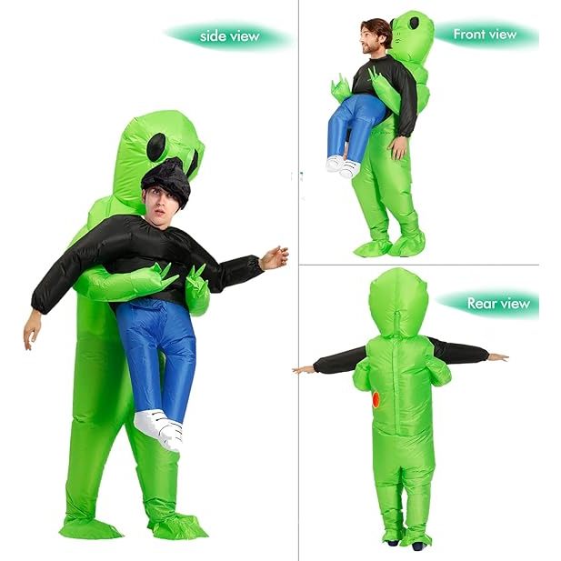 (Ready Stock) Inflatable Green Alien Carrying Human Costume Funny ...
