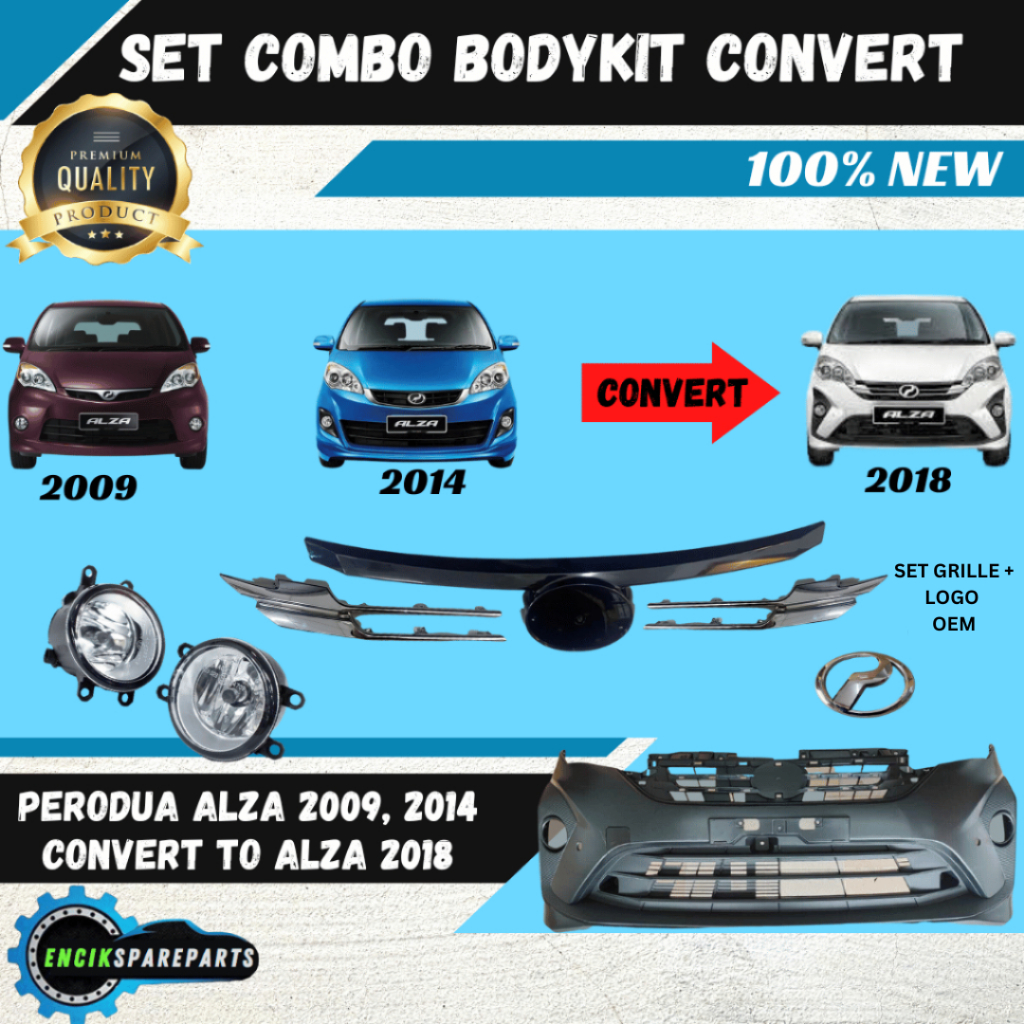 Set Combo Bodykit Bumper Perodua Alza Convert 2009 2014 To Alza 2018 ...