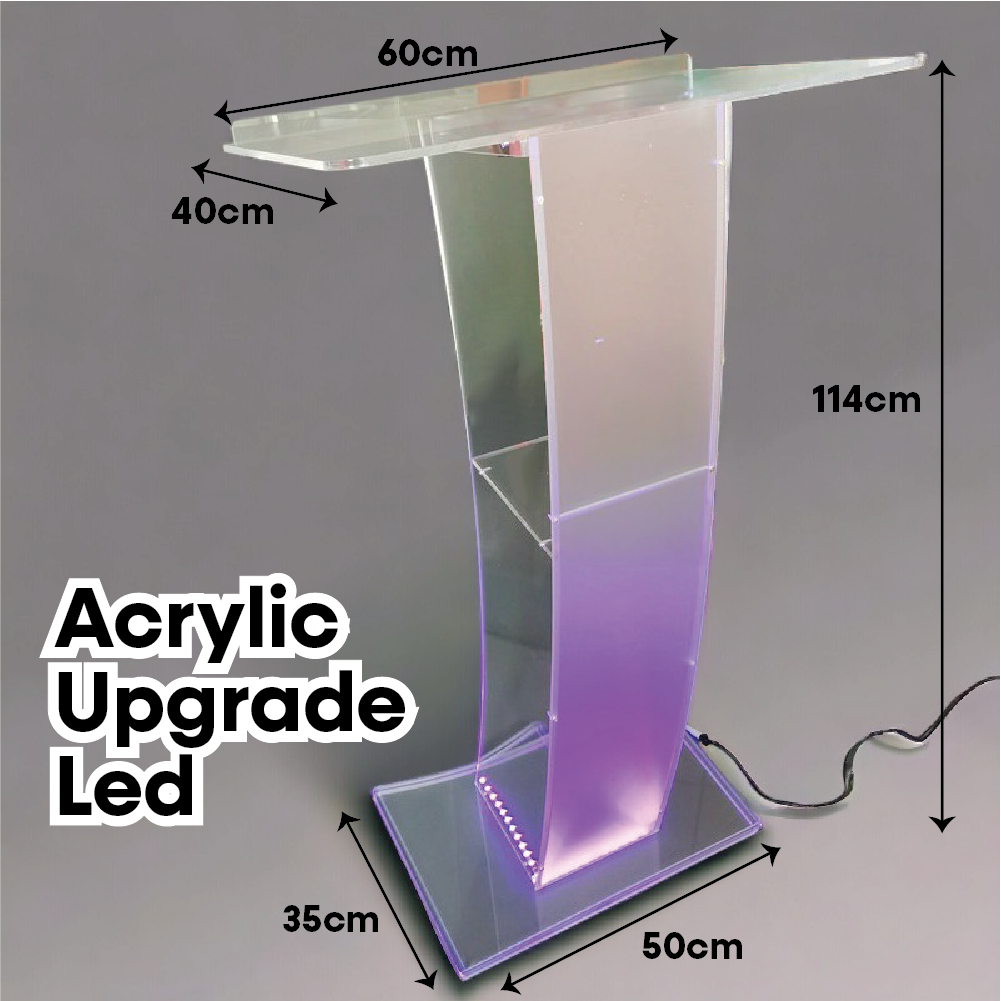 Acrylic Podium Rostrum Transparent Speaker Table LED Conference Host ...