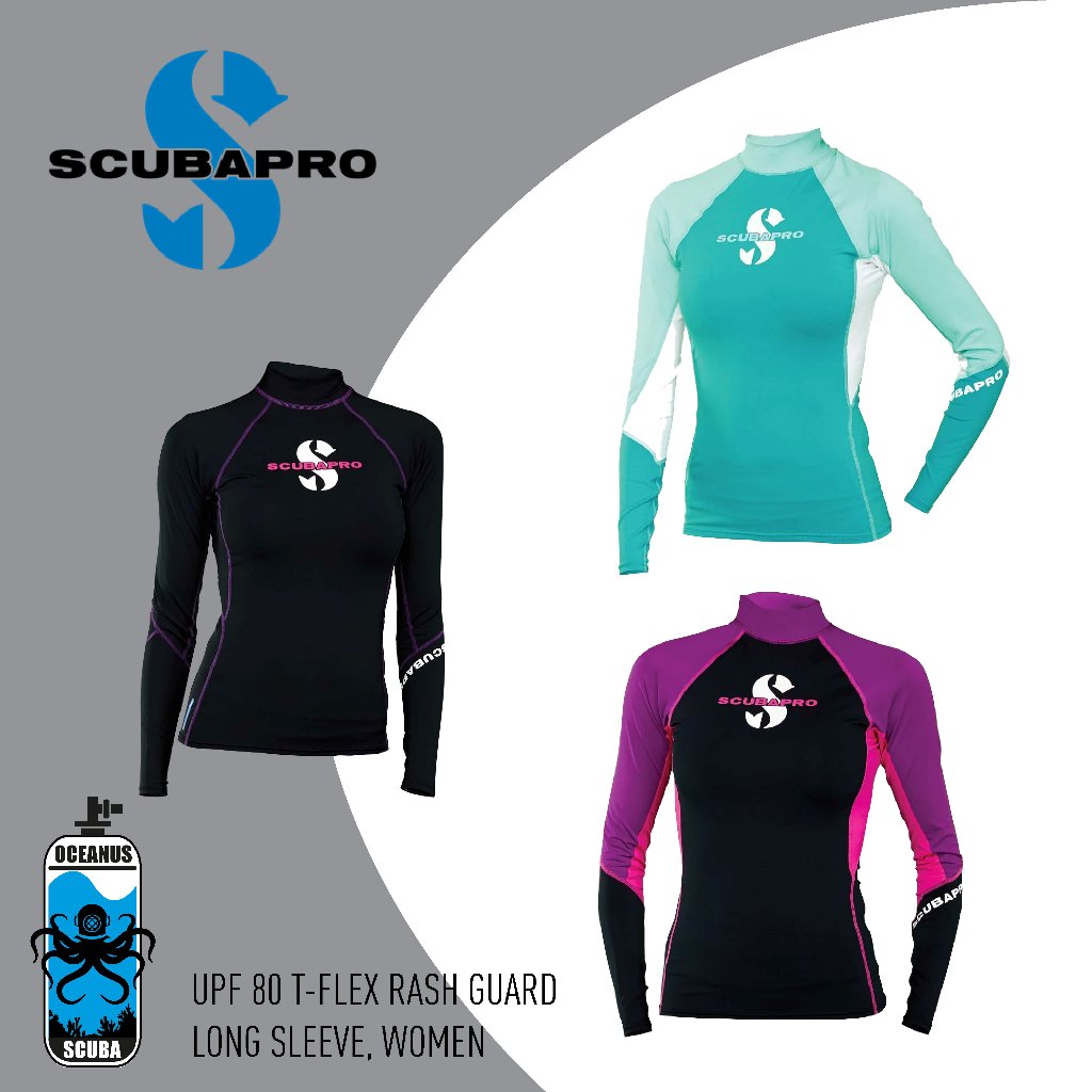 UPF 80 T-FLEX RASH GUARD, LONG SLEEVE, WOMEN for Scuba Diving | Shopee ...