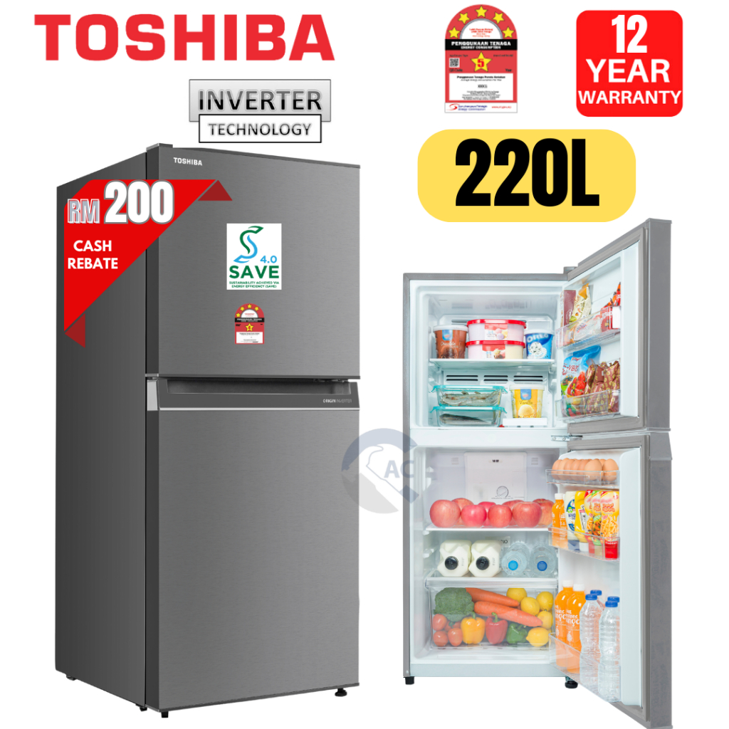 [SEDA 4.0] TOSHIBA 220L 2 Door Refrigerator | Fridge | Peti Sejuk GR ...