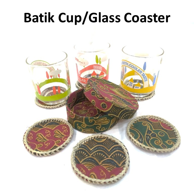 BATIK CUP/GLASS COASTER WITH MENGKUANG WEAVING / KOSTER CAWAN BATIK ...