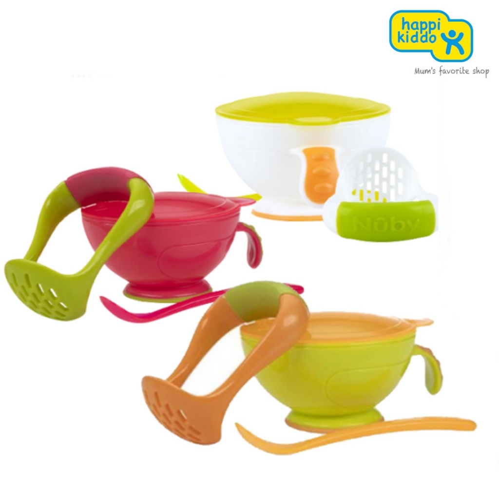 Nuby Garden Fresh - Mash N feed bowl with lid Spoon & Food Masher (4m ...
