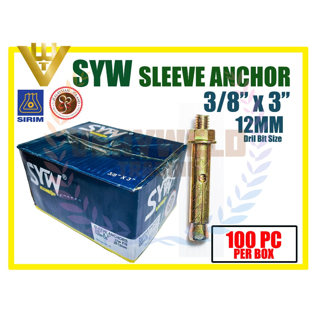 VERYWELD SYW PALAM DINDING / Sleeve Anchor Wall Plug Besi 3/8" | Shopee ...
