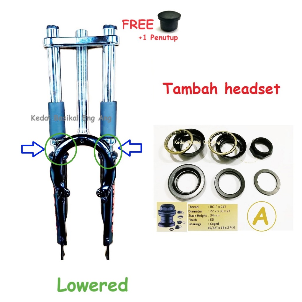 Fork 20" double fork CHROME lowered dan size 20" untuk basikal lajak ...