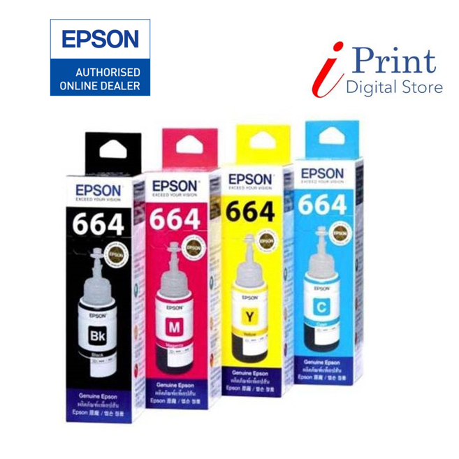 EPSON T664 INK BLACK/CYAN/MAGENTA/YELLOW 100% GENUINE | Shopee Malaysia