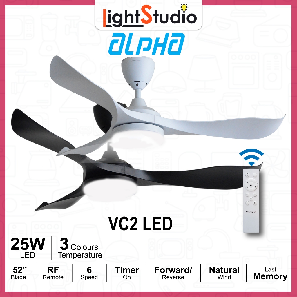 ALPHA Vannus - VC2 LED 3B 52 Inch DC Motor Ceiling Fan with 3 Blades (6 ...