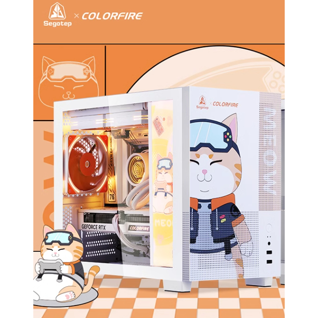 SEGOTEP MEMPHIS-S MEOW PC CASE + 1 MEOW LED + 240MM AIO WATERCOOLER + 3 ...