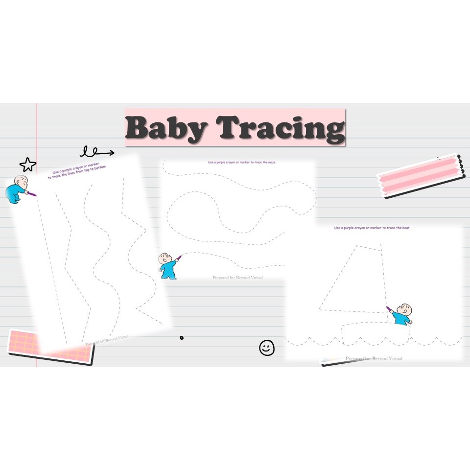 [PRE211] 9 pages Baby Tracing Skill Worksheet for Pre-school PDF ...