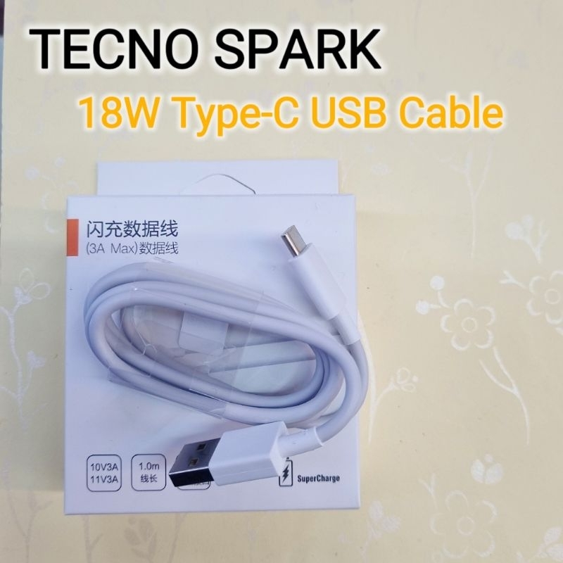 Tecno Spark 18W Type-C USB Cable Support Fast Charging Quick Charge ...