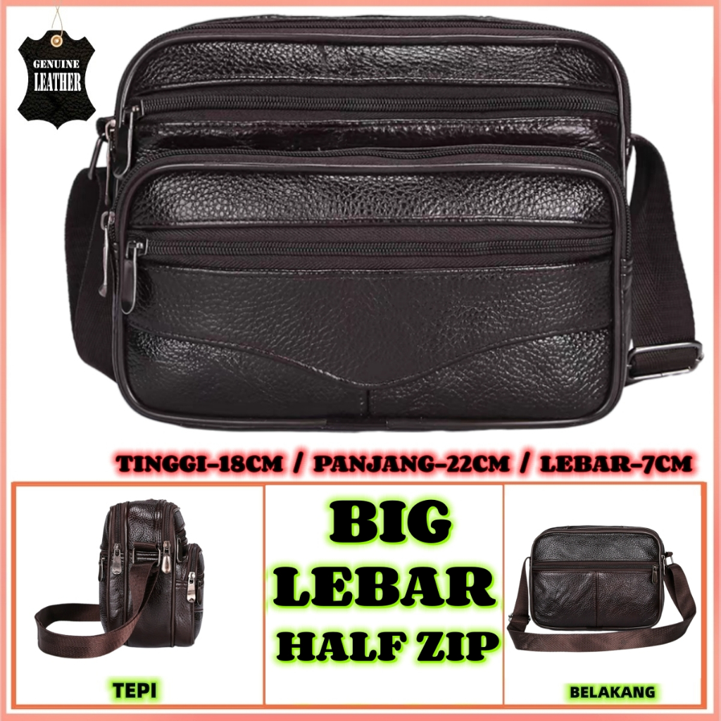 BEG SILANG KULIT LEMBU BETUL SLING BAG COW LEATHER XL ,M,L,S SAIZ READY ...