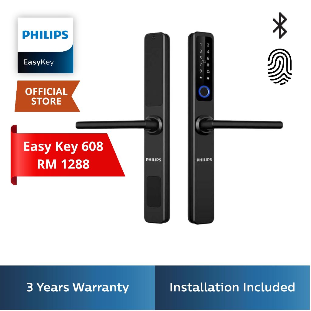 Philips Digital Lock Easy Key DDL608-5HWS (Sliding / Swing Aluminum ...