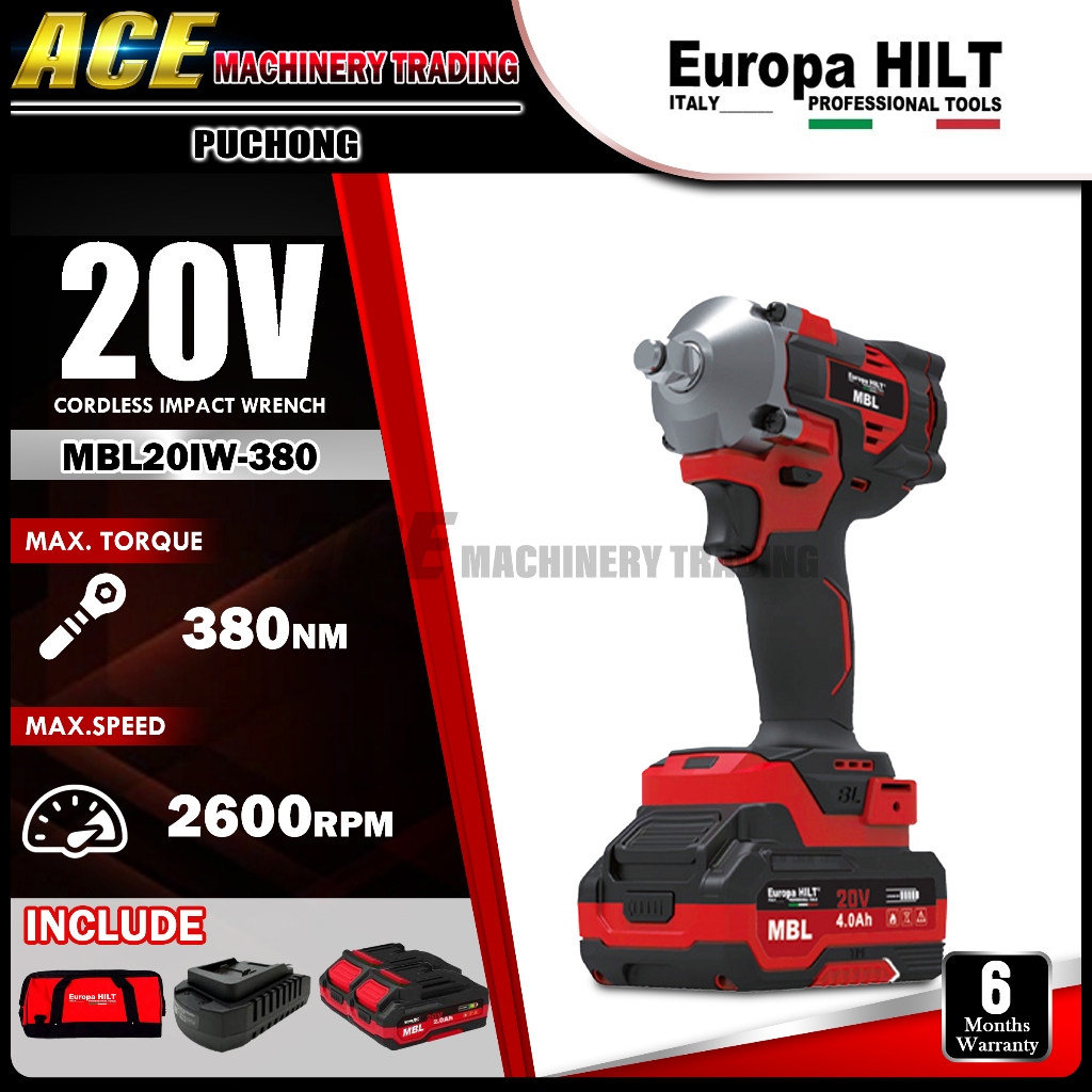 [ EUROPA HILT ] 20V CORDLESS BRUSHLESS IMPACT WRENCH (MBL20IW-380 ...