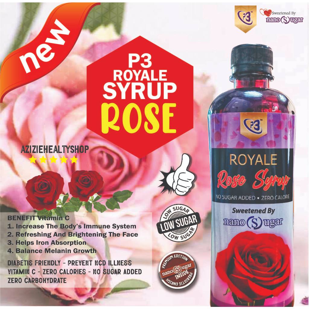 P3 ROYALE SYRUP - ROSE FLAVOR (SWEETENED BY NANO SUGAR) | Shopee Malaysia