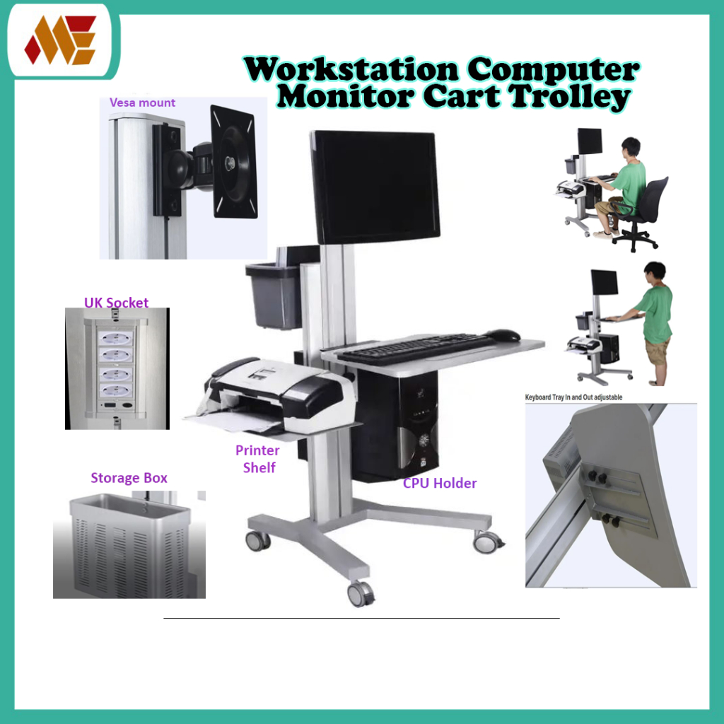 Moving Monitor Desk VESA Mount Sit Stand Adjustable Workstation Set ...
