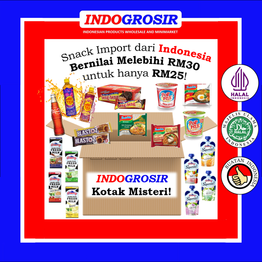 INDO MYSTERY SNACK BOX Bernilai >RM30 dari Indogrosir! - Produk Import ...