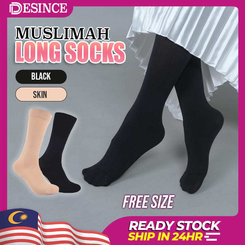 🇲🇾DESINCE Muslimah Sock Aurat Sock Thick Skin Black Sock Stokin ...