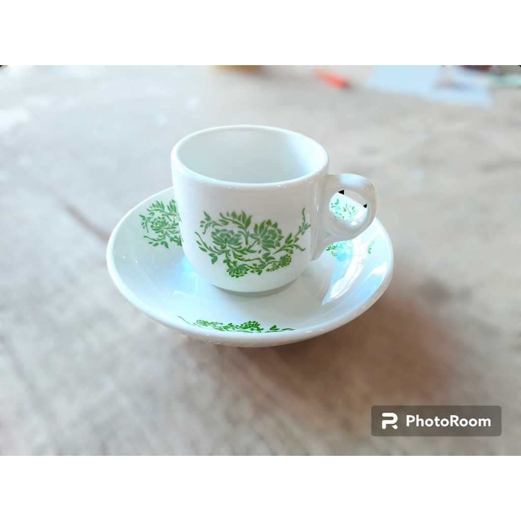 KOPITIAM CUPS AND SAUCERS VINTAGE EXTRA THICK 6 + 6 / CAWAN KOPITIAM ...