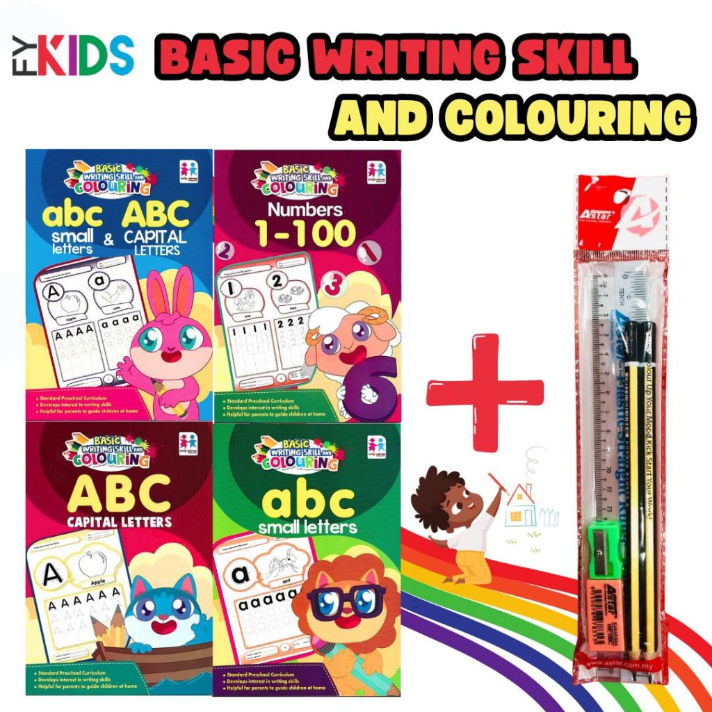 FYKIDS - SET PENCIL BASIC WRITING SKILL & COLOURING - Activity Book ...