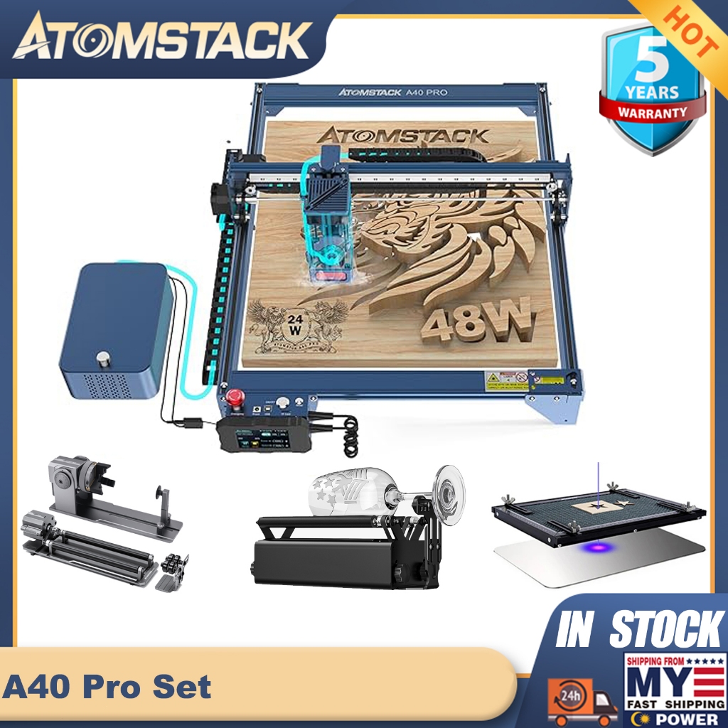 ATOMSTACK A40 Pro Laser Engraving Machine 48W Laser Engraver With Roller,Claw Disc Roller and ...