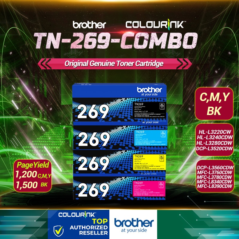 Brother TN-269 Cyan Magenta Yellow Black Original Colour Toner Cartridge for L3240CDW L3560CDW ...