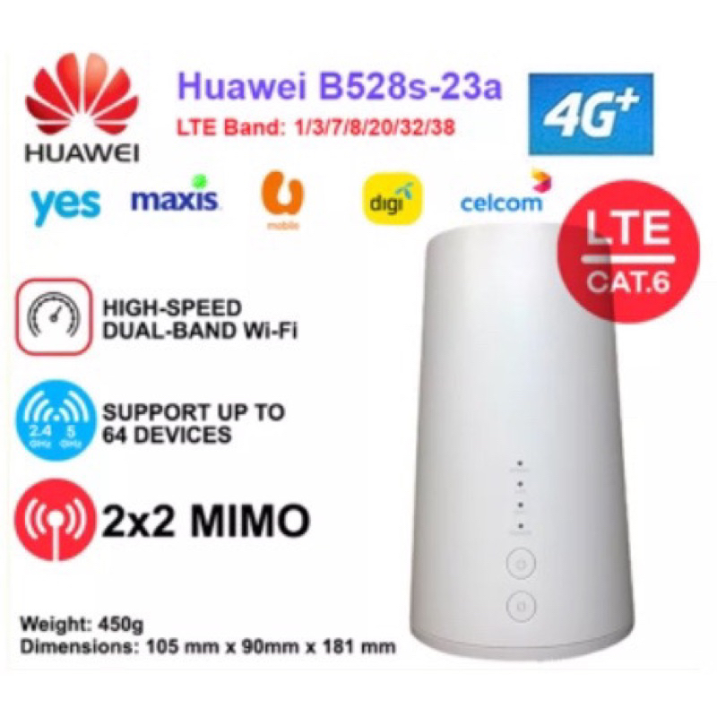 💥 Ready Stock Huawei B528s-23a V2 LTE 4G Plus WiFi Data Internet Modem ...